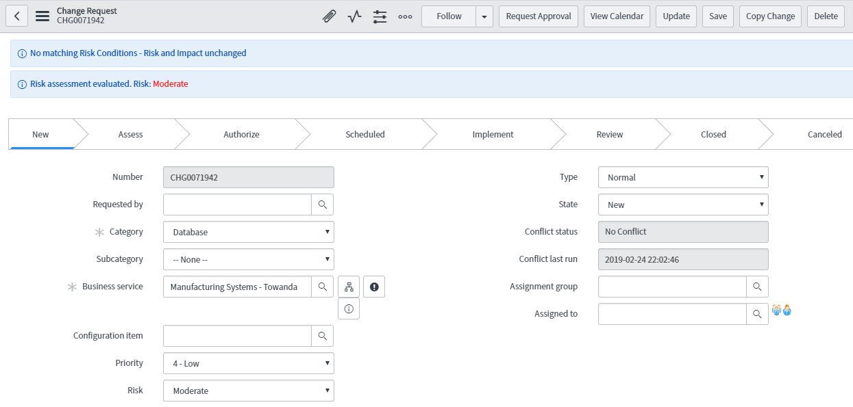 Servicenow Change Template